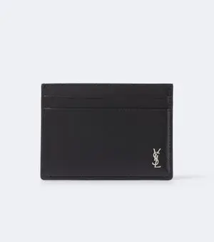 Saint Laurent Cassandre Leather Card Holder - Black