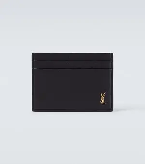 Saint Laurent Cassandre Leather Card Holder - Black