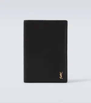 Saint Laurent Cassandre Leather Card Holder - Black