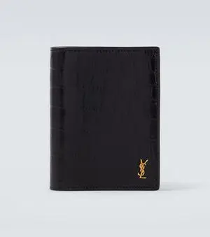 Saint Laurent Cassandre Leather Card Holder - Black