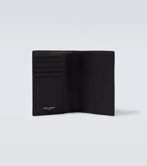 Saint Laurent Cassandre Leather Card Holder - Black