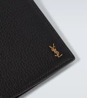 Saint Laurent Cassandre Leather Card Holder - Black