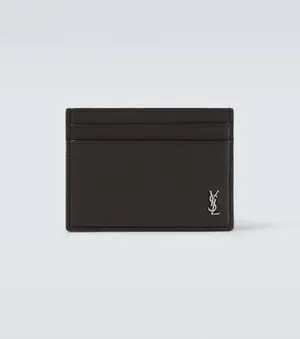 Saint Laurent Cassandre Leather Card Holder Brown