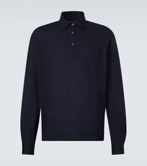 Ralph Lauren Purple Label Cotton And Cashmere Polo Shirt - Blue