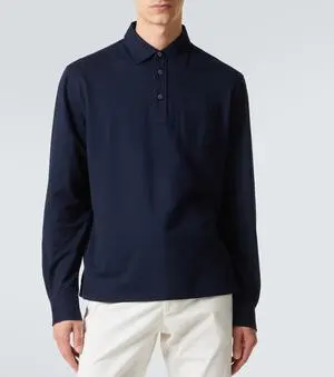 Ralph Lauren Purple Label Cotton And Cashmere Polo Shirt - Blue