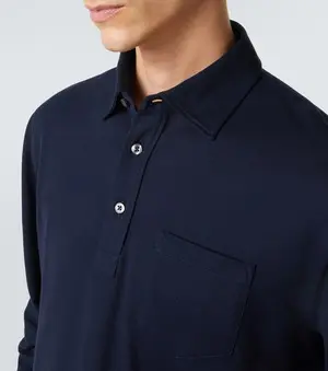 Ralph Lauren Purple Label Cotton And Cashmere Polo Shirt - Blue