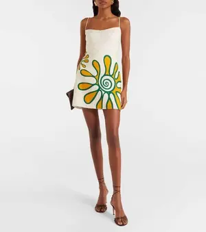 CALA DE LA CRUZ Lucca Printed Linen Minidress - Beige