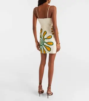 CALA DE LA CRUZ Lucca Printed Linen Minidress - Beige