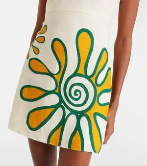 CALA DE LA CRUZ Lucca Printed Linen Minidress - Beige