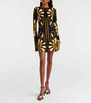 CALA DE LA CRUZ Maisha Printed Jersey Minidress - Black