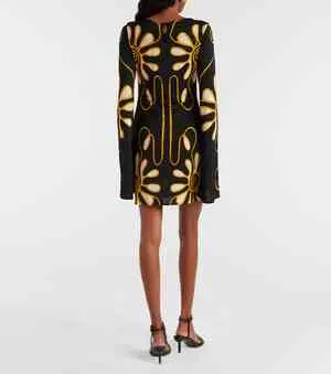 CALA DE LA CRUZ Maisha Printed Jersey Minidress - Black