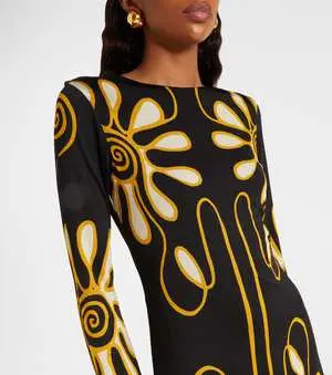 CALA DE LA CRUZ Maisha Printed Jersey Minidress - Black