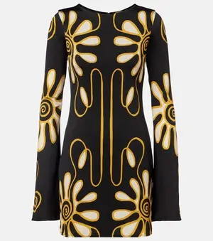 CALA DE LA CRUZ Maisha Printed Jersey Minidress - Black