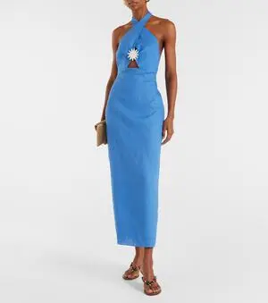 CALA DE LA CRUZ Orly Cutout Linen Maxi Dress