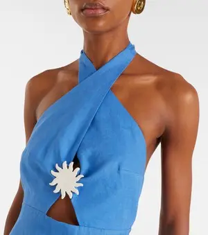 CALA DE LA CRUZ Orly Cutout Linen Maxi Dress