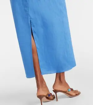 CALA DE LA CRUZ Orly Cutout Linen Maxi Dress