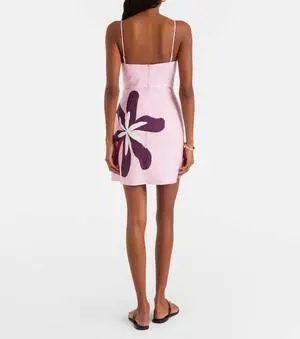 CALA DE LA CRUZ Roma Floral Linen Mini Dress - Pink