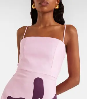 CALA DE LA CRUZ Roma Floral Linen Mini Dress - Pink