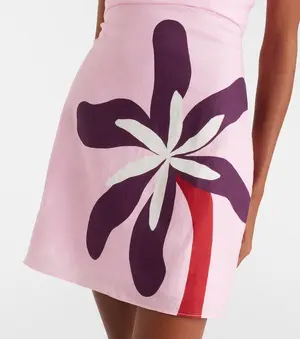 CALA DE LA CRUZ Roma Floral Linen Mini Dress - Pink
