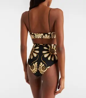 CALA DE LA CRUZ Isla Printed Bikini Top - Black