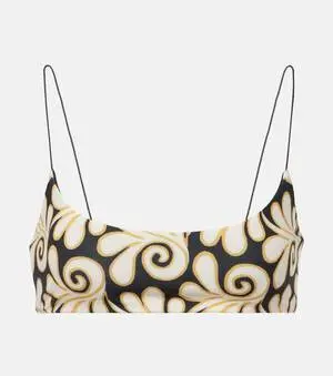 CALA DE LA CRUZ Isla Printed Bikini Top - Black