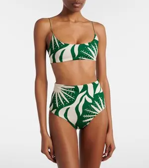 CALA DE LA CRUZ Isla Printed Bikini Top - Green