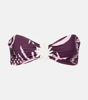 CALA DE LA CRUZ Maple Printed Bandeau Bikini Top - Purple