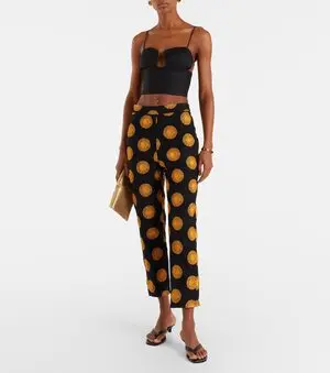 CALA DE LA CRUZ Imperia Linen Crop Top - Black