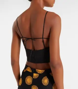 CALA DE LA CRUZ Imperia Linen Crop Top - Black