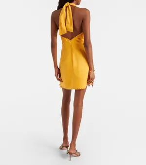 CALA DE LA CRUZ Veneta Floral-appliqué Linen Minidress