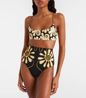 CALA DE LA CRUZ Elisa Printed High-rise Bikini Bottoms
