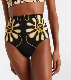 CALA DE LA CRUZ Elisa Printed High-rise Bikini Bottoms