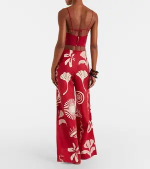 CALA DE LA CRUZ Toya Printed Linen Wide-leg Pants