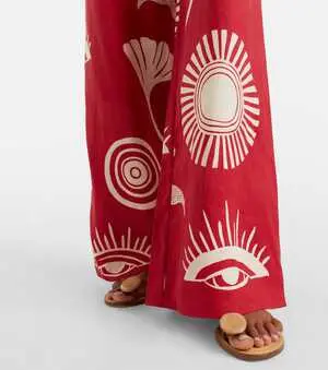 CALA DE LA CRUZ Toya Printed Linen Wide-leg Pants