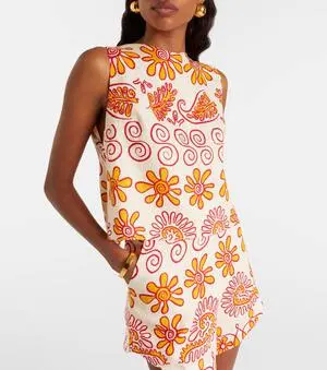CALA DE LA CRUZ Avelino Printed Linen Top - Beige