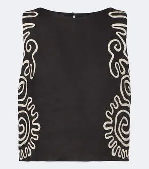 CALA DE LA CRUZ Linen Top - Brown
