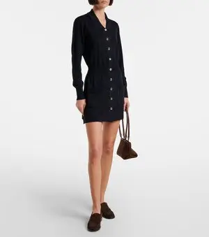 FRAME Wool Polo Dress - Blue