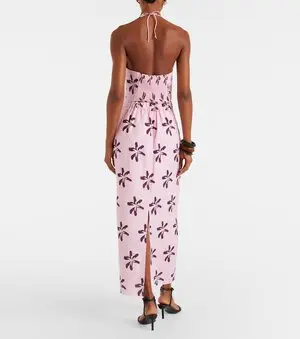 CALA DE LA CRUZ Magda Floral Linen Maxi Skirt - Pink