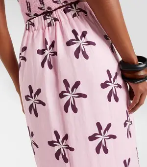 CALA DE LA CRUZ Magda Floral Linen Maxi Skirt - Pink