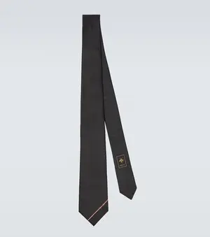 Gucci Horsebit Silk Jacquard Neck Tie - Black