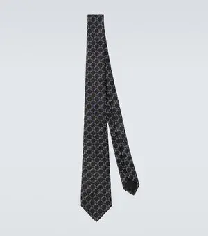 Gucci Horsebit Silk Jacquard Neck Tie - Black