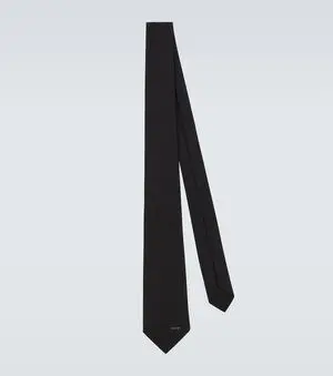 Gucci Horsebit Silk Jacquard Neck Tie - Black