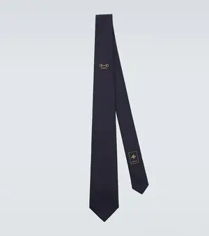 Gucci Horsebit Silk Jacquard Neck Tie - Blue