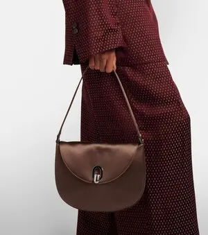 Savette Tondo Small Satin Shoulder Bag - Brown