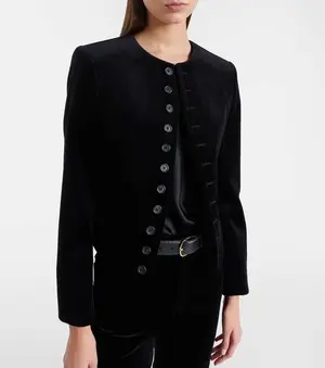 NILI LOTAN Patti Cotton Velvet Jacket - Black