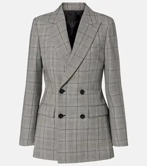 NILI LOTAN Weston Plaid Virgin Wool Blazer - Grey