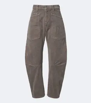 NILI LOTAN Shon Cotton-blend Barrel-leg Pants - Grey