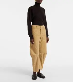 NILI LOTAN Shon Corduroy Barrel-leg Pants - Beige