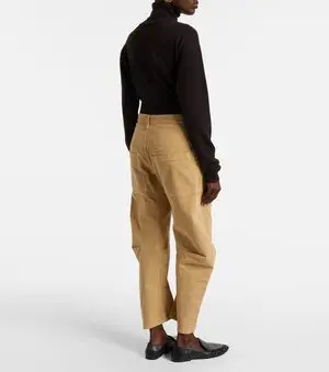 NILI LOTAN Shon Corduroy Barrel-leg Pants - Beige