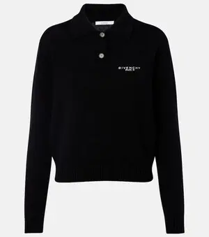 Givenchy Logo Wool And Cashmere Polo Sweater - Black